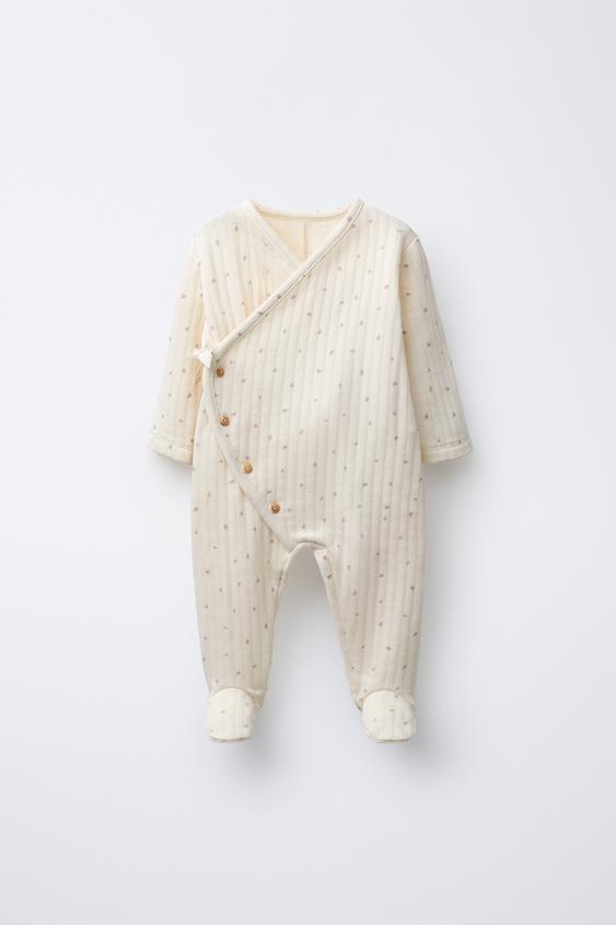 TWIG PRINT QUILTED ONE-PIECE SUIT - Ecru | ZARA Ireland