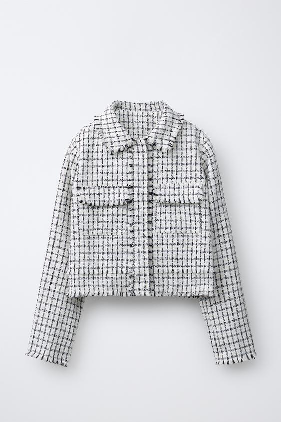 CHAQUETA CROPPED ESTRUCTURA - Crudo / Negro | ZARA Chile
