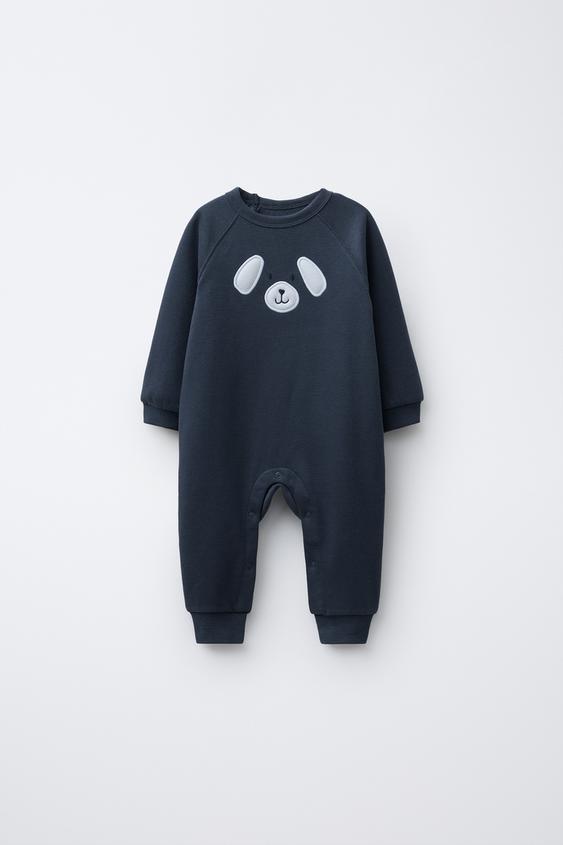 EMBROIDERED PUPPY FLEECE ALL-IN-ONE - Deep blue | ZARA India