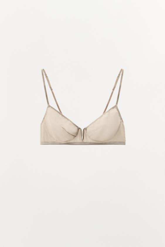 BRALETTE WITH SILK METAL PIECE - Beige | ZARA Canada