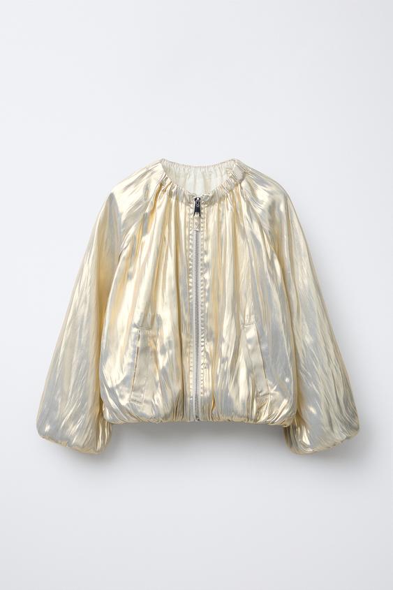 METALLIC-EFFECT BOMBER JACKET - Golden | ZARA Turkey