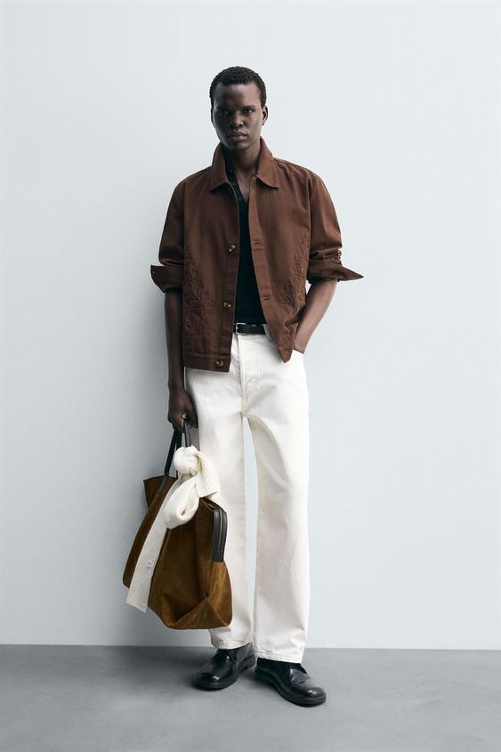 EMBROIDERED STRUCTURED OVERSHIRT - MARSALA | ZARA India