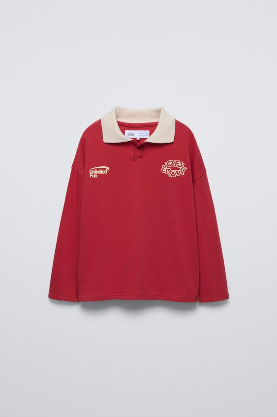 RAISED GRAPHIC POLO SHIRT - Red | ZARA UAE - Dubai/Sharjah/Ajman/UAQ ...