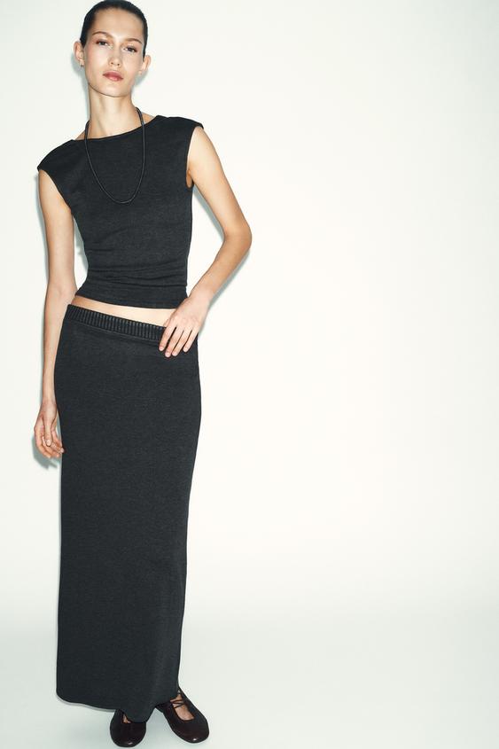 JUPE DROITE SOFT - Gris anthracite | ZARA Canada