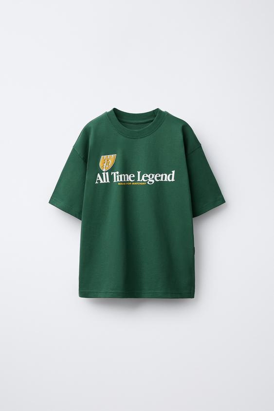 FOOTBALL PRINT T-SHIRT - GREEN | ZARA Australia