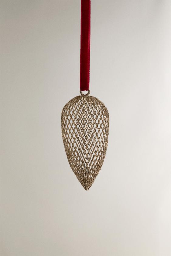 LONG MESH BAUBLE CHRISTMAS TREE DECORATION - Silver | ZARA Ireland