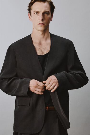 VESTE DE COSTUME SANS REVERS COUPE DÉCONTRACTÉE - Gris anthracite ...