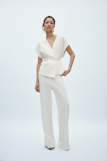 Zw Collection Linen Waistcoat Ecru Zara India