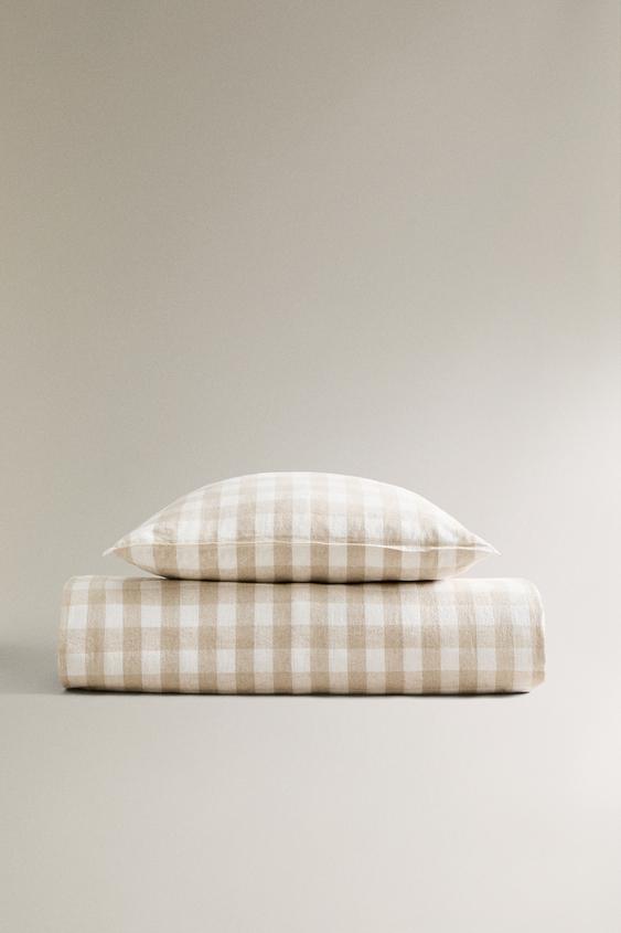 CHECKED LINEN AND COTTON KIDS BEDDING | ZARA United States