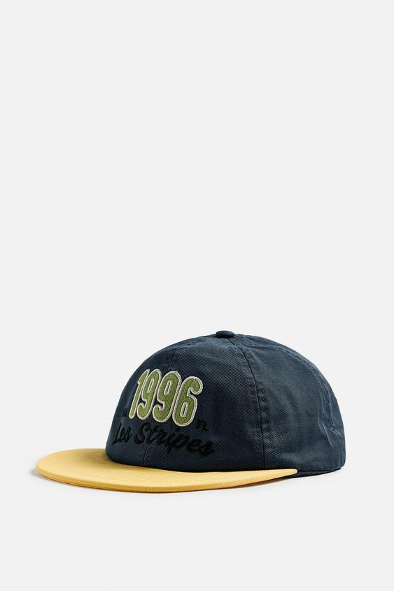 EMBROIDERED FLAT PEAK CAP - Blue | ZARA New Zealand