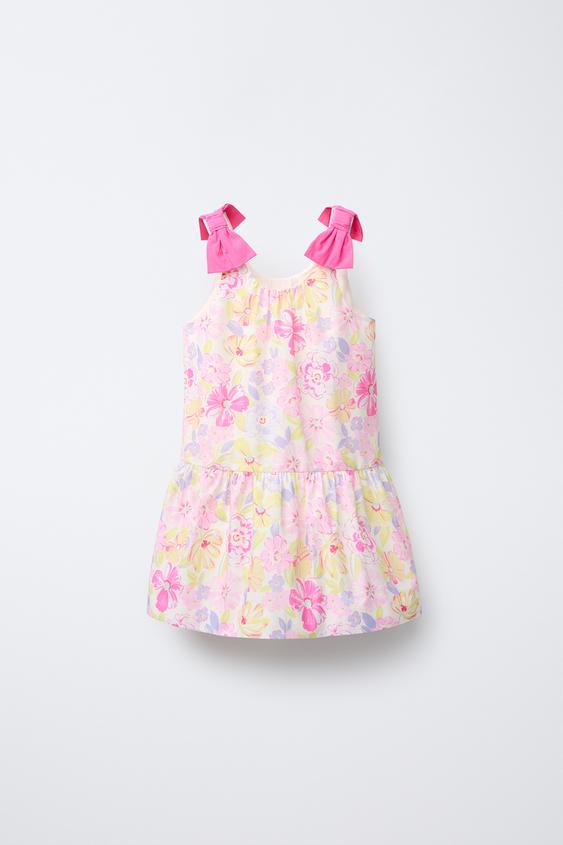 FLORAL DRESS WITH BOW - Pink | ZARA South Korea / 대한민국