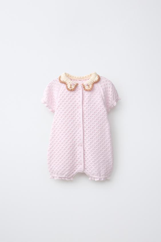 COMBINAISON COURTE AVEC COL EN CROCHET - Rose clair | ZARA Suisse ...