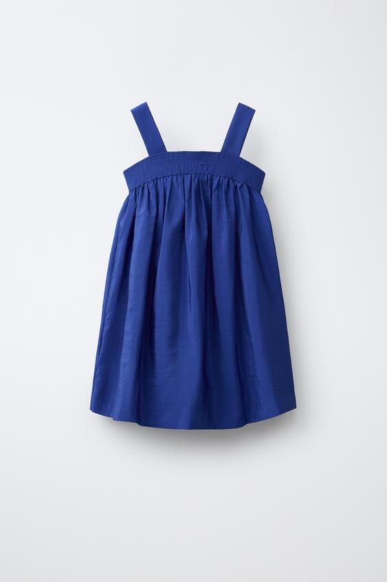 VESTIDO TAFETA PLIEGUES - Azulón | ZARA Estados Unidos de América ...