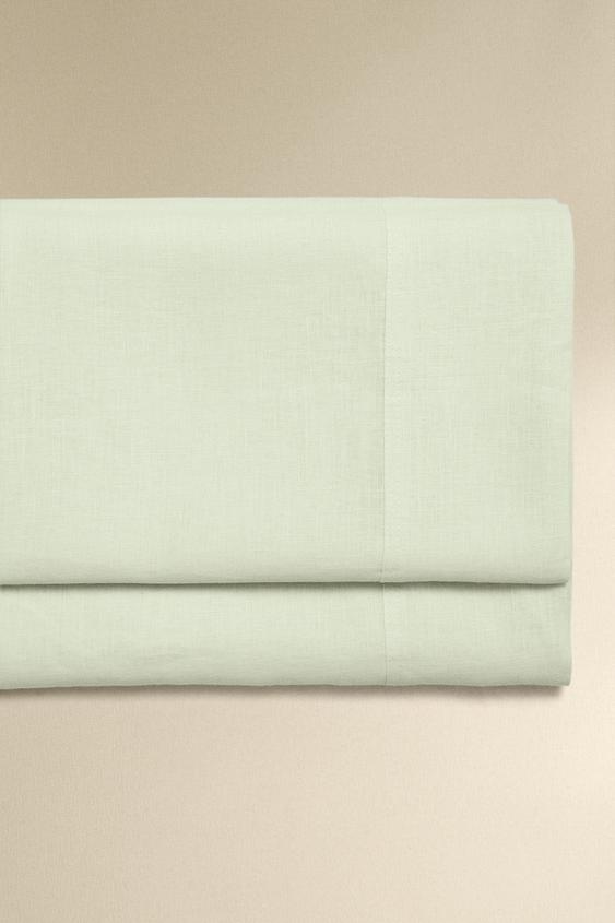 LENZUOLO DI SOPRA IN LINO SLAVATO (140 G/M²) - Verde chiaro | ZARA ...