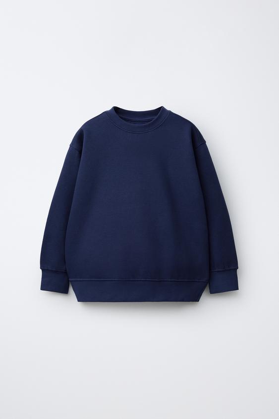 BASAL SWEATSHIRT MED TEKST OG ETIKET - blå | ZARA Danmark