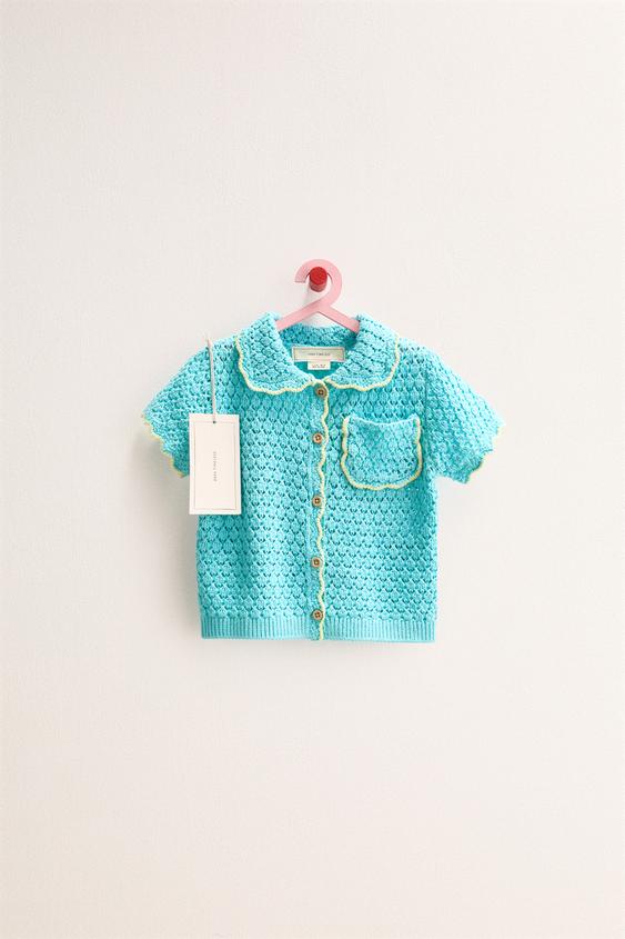 ZARA TIMELESS - CONTRAST KNIT POLO SHIRT - Light turquoise | ZARA ...