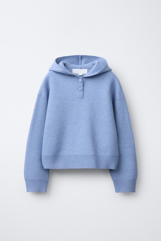 PULLOVER IN MAGLIA CON CAPPUCCIO - Azzurro lavato | ZARA Italia / Italy