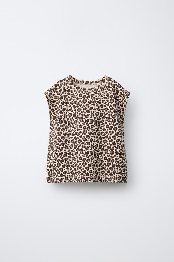 ANIMAL PRINT T-SHIRT - Light beige | ZARA India