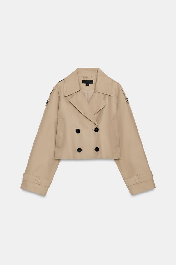 SHORT DOUBLE-BREASTED TRENCH COAT - camel | ZARA New Zealand