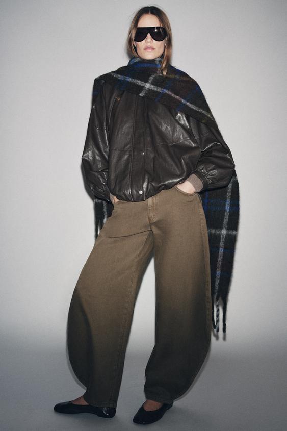 ΜΠΟΥΦΑΝ BOMBER ΜΕ ΥΦΗ ΔΕΡΜΑΤΟΣ ZW COLLECTION - Γκρι ποντικί | ZARA ...