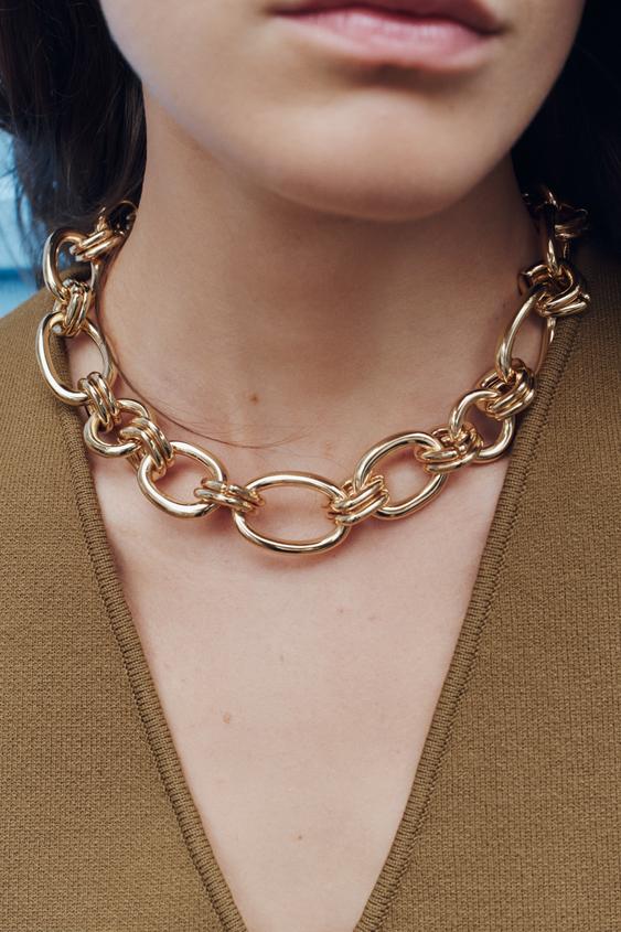 METAL CHAIN NECKLACE - Golden | ZARA Thailand