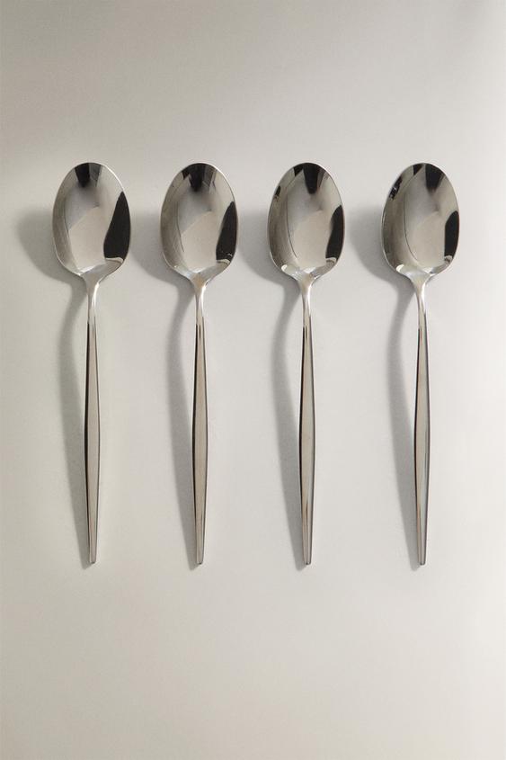 SET OF SPOONS WITH THIN HANDLE (SET OF 4) - Steel | ZARA Canada