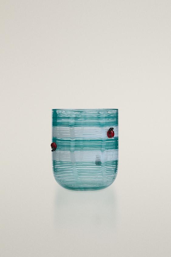 LADYBUG GLASS TUMBLER | MARISA BERENSON - Turquoise | ZARA Canada