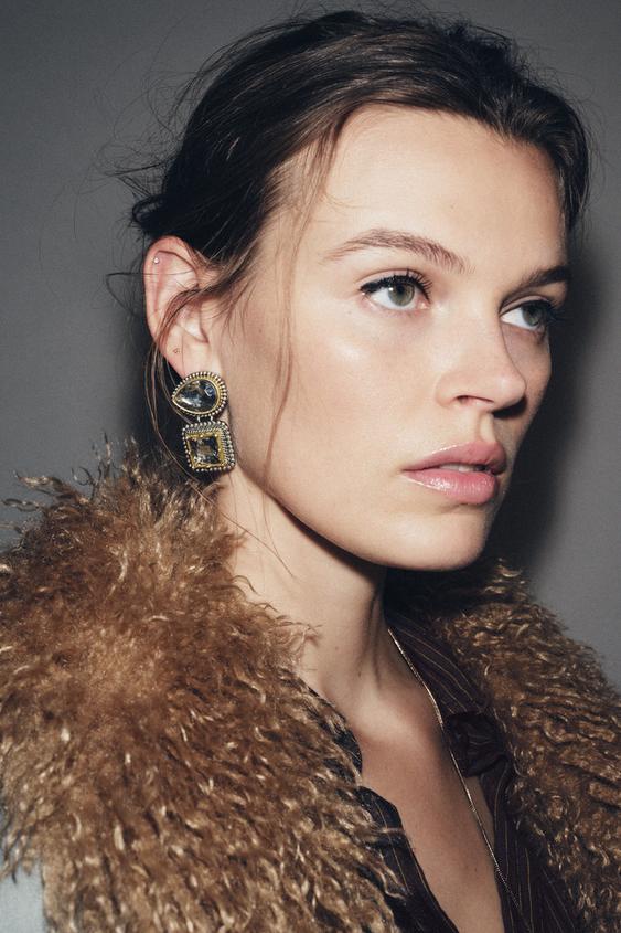 DOUBLE JEWEL EARRINGS - Gold / Silver | ZARA Canada
