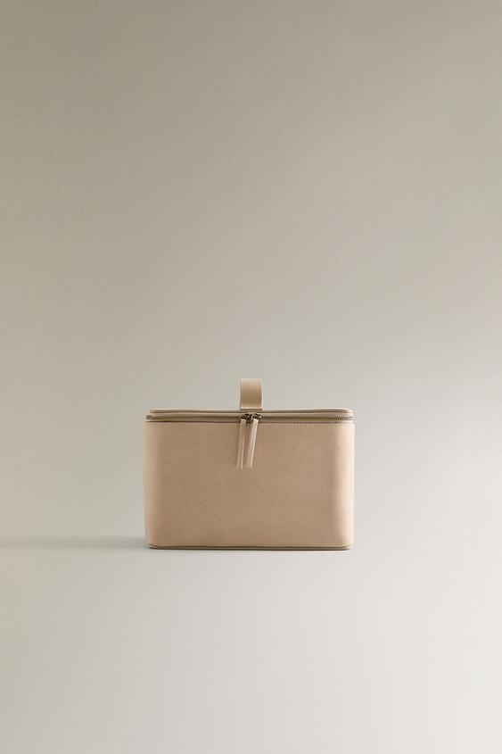 NUBUCK LEATHER CASE MAKEUP BAG - Off White | ZARA United States