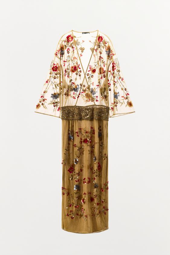 METALLIC THREAD BEADED DRESS - Gold | ZARA United Kingdom