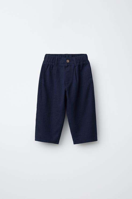 CALÇAS COM ESTRUTURA E ETIQUETA - Azul-marinho | ZARA Portugal