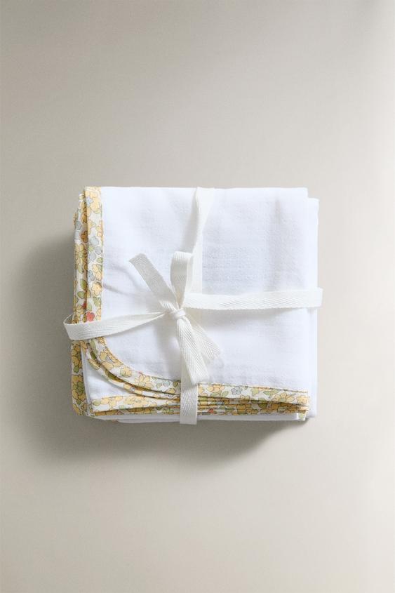 PACK OF BABY MUSLIN CLOTHS WITH FLORAL PIPING (PACK OF 2) - Cream ...