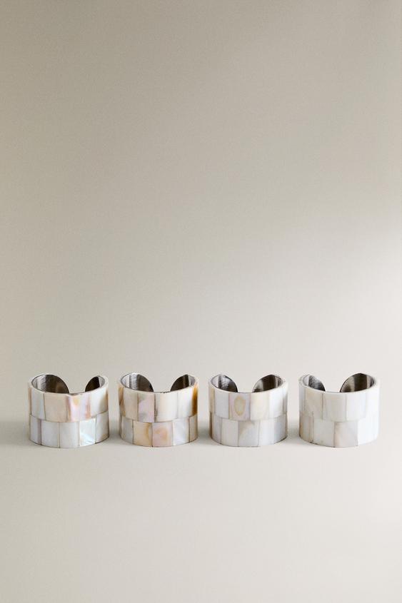 PACK OF MOTHER-OF-PEARL NAPKIN RINGS (PACK OF 4) - Light beige | ZARA ...