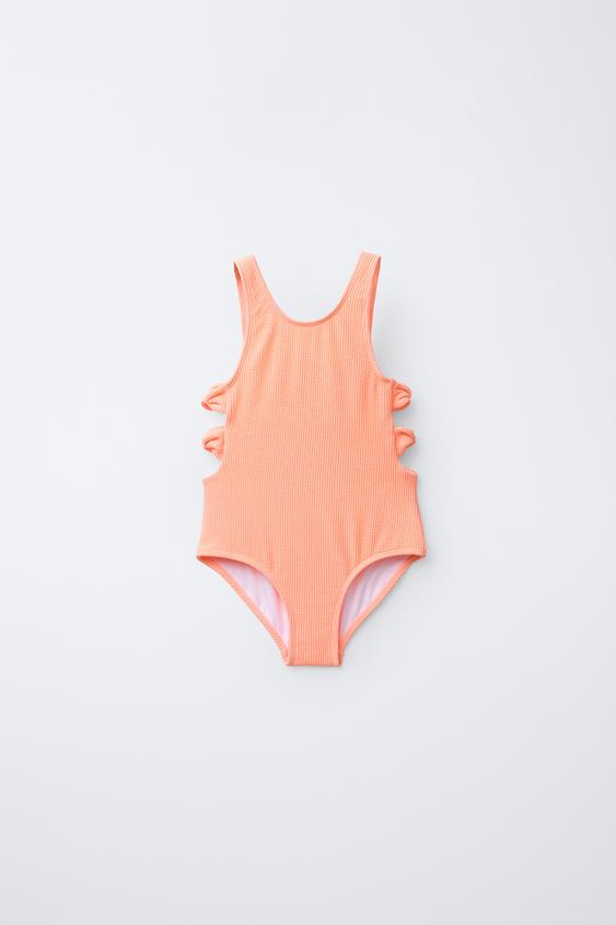 AGES 6-14 / CUT-OUT BOW ONE-PIECE SWIMSUIT - Orange | ZARA United States