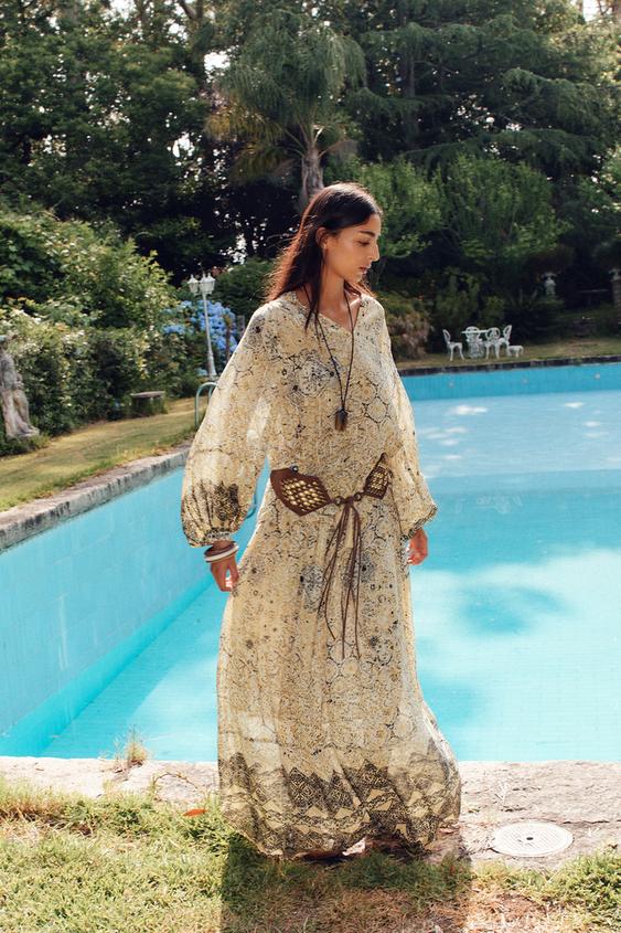 METALLIC THREAD PRINTED BLOUSE - Printed | ZARA Australia