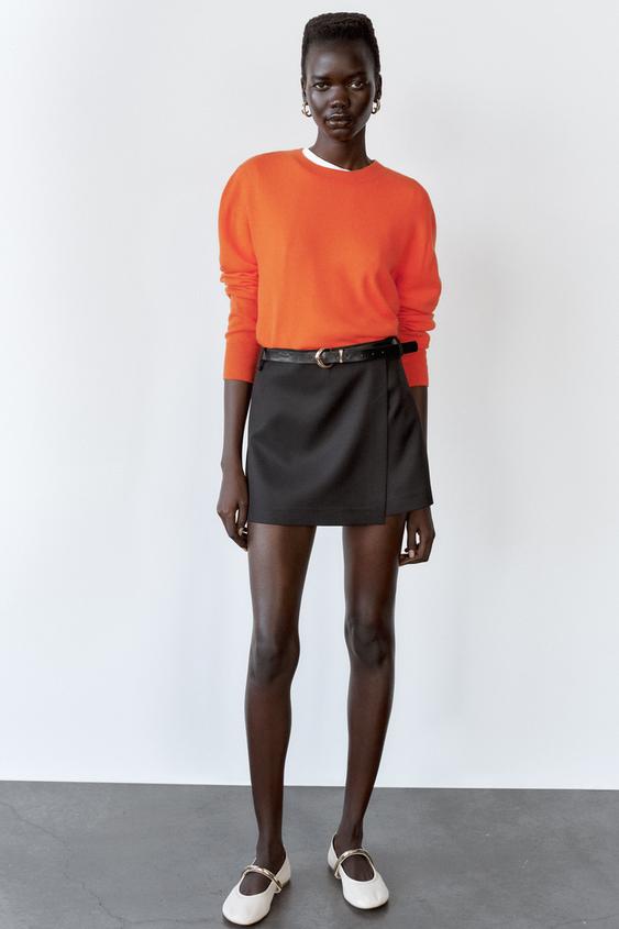 WRAP SKORT WITH BELT - Black | ZARA Cambodia