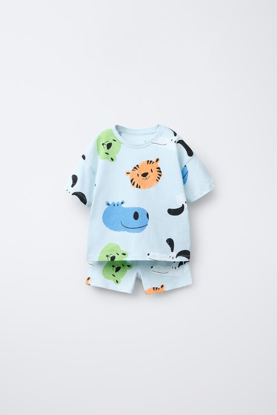 AGES 2-6/ ANIMAL PRINT PAJAMAS - Blue | ZARA Mexico