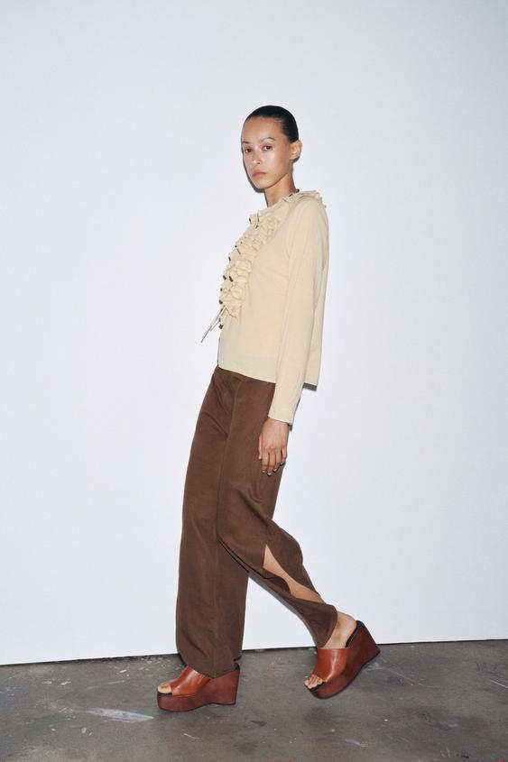 RUFFLED TOP ZW COLLECTION - Sand | ZARA Canada