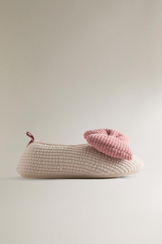 KIDS' BALLET FLATS WITH BOW - Beige | ZARA United States