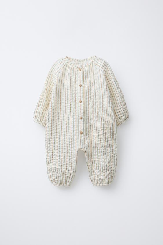 STRIPED ONE-PIECE SUIT - Ecru | ZARA Ireland