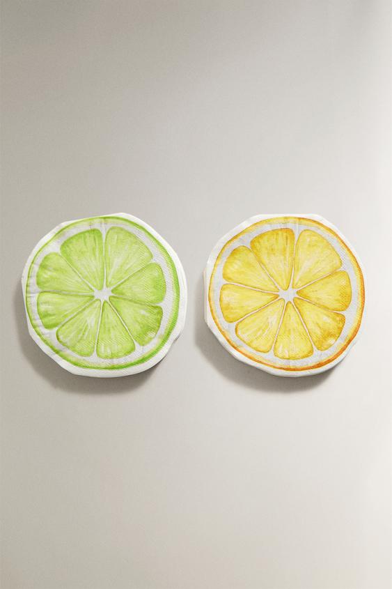 PACK OF LIME GREEN LEMON PAPER NAPKINS (PACK OF 30) - Yellow | ZARA ...