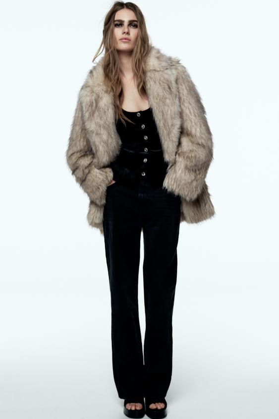 FAUX FUR COAT - Ecru | ZARA Singapore
