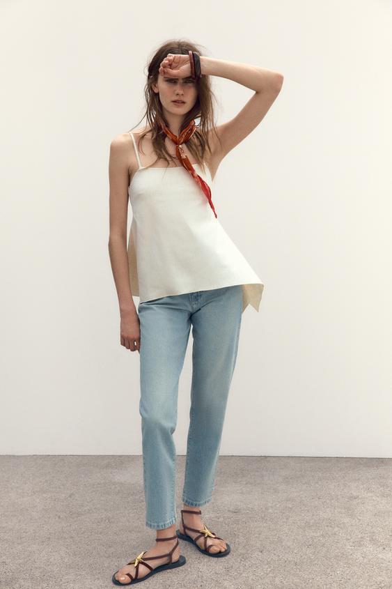 Asymmetric Peplum Top Ecru Marl Zara United Kingdom