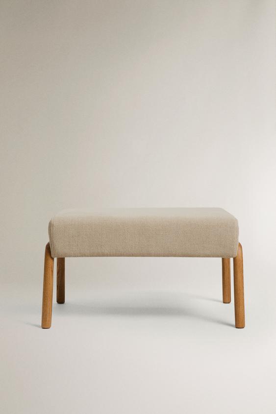ASH WOOD AND LINEN FOOTREST STOOL - Light beige | ZARA United States