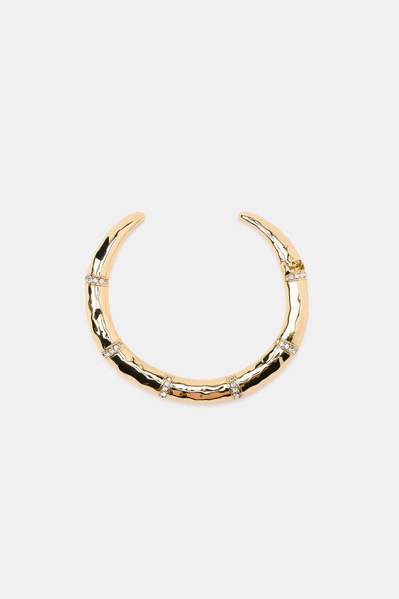 COLAR GARGANTILHA TRABALHADA COM BRILHOS - Dourado | ZARA Brasil