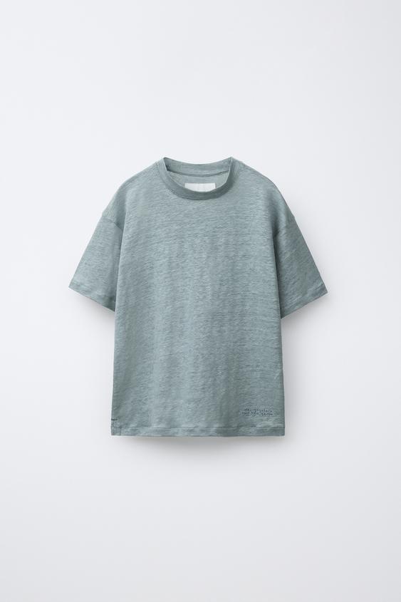 T-SHIRT 100% LINHO - Azul | ZARA Portugal