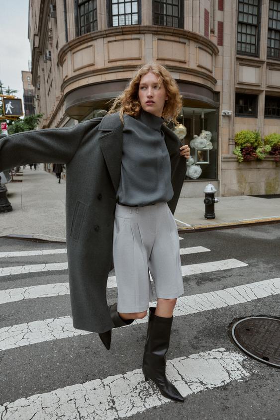 LONG BERMUDA SHORTS WITH PLEATS - Grey | ZARA United Kingdom