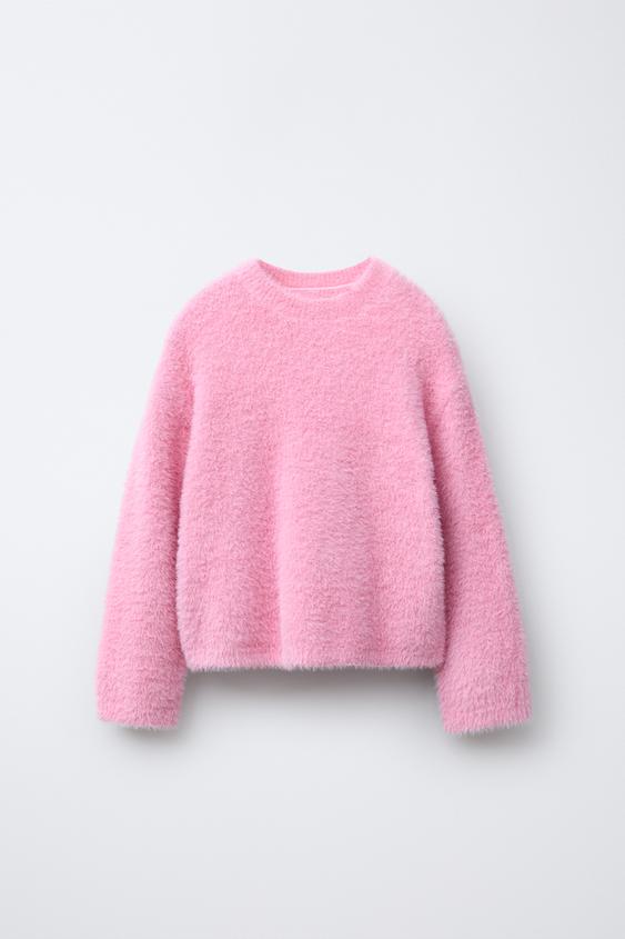 HAIR EFFECT KNIT SWEATER - Pink | ZARA Singapore