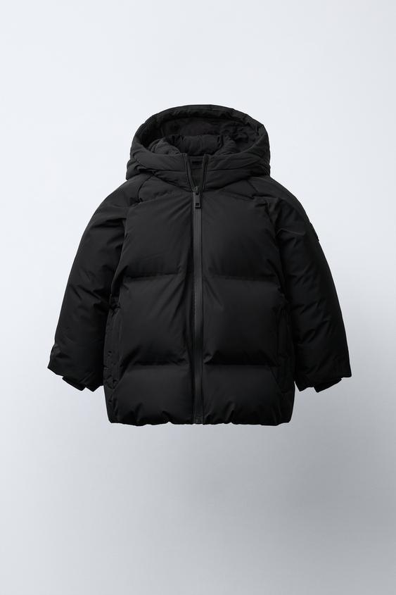 MANTEAU MATELASSÉ À CAPUCHE DÉPERLANT - Noir | ZARA Belgique / Belgium