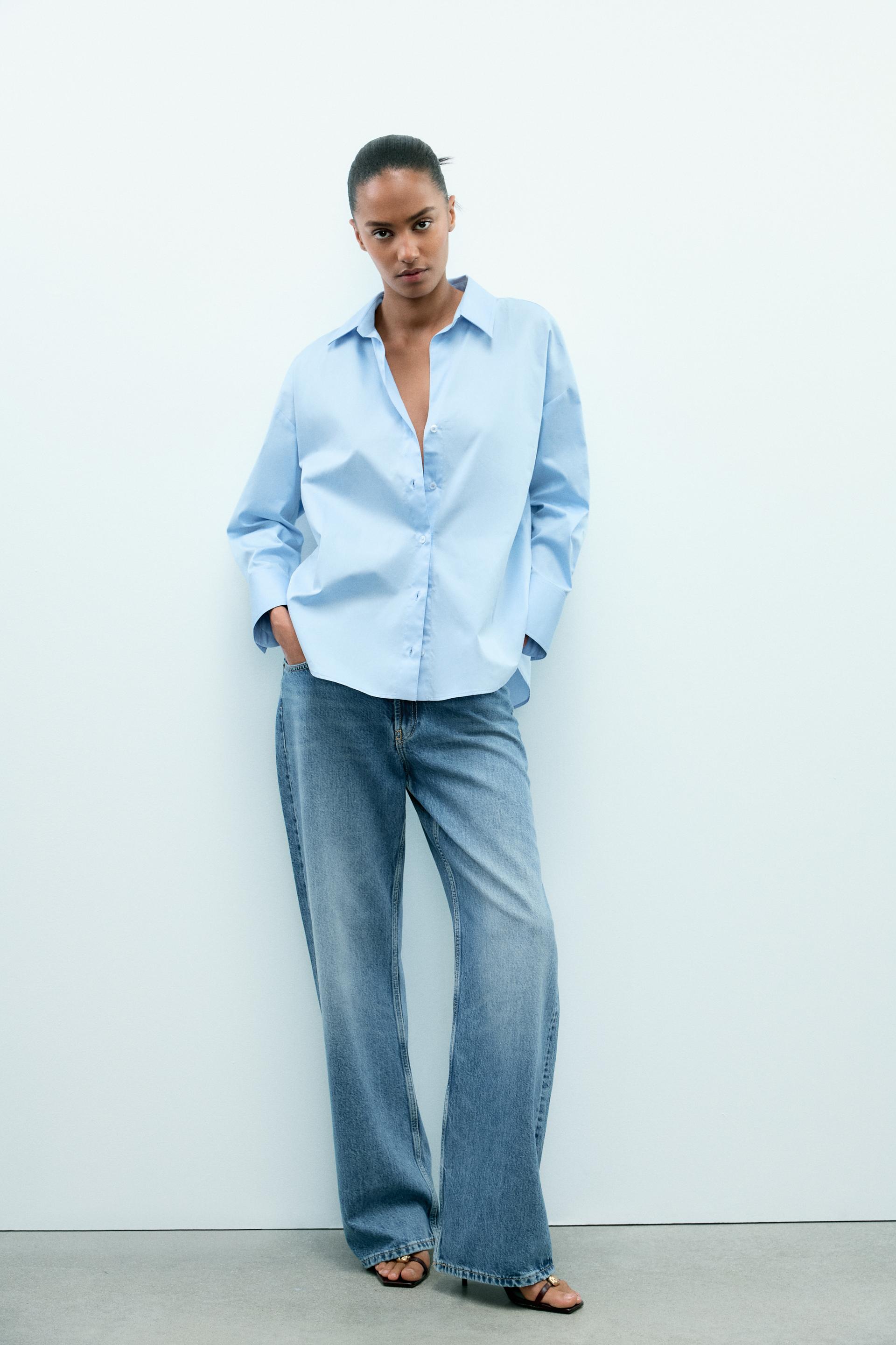 BASIC POPLIN SHIRT - Blue | ZARA New Zealand